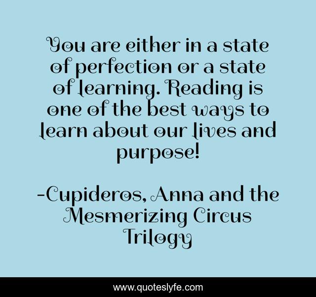 You are either in a state of perfection or a state of learning. Readin ...