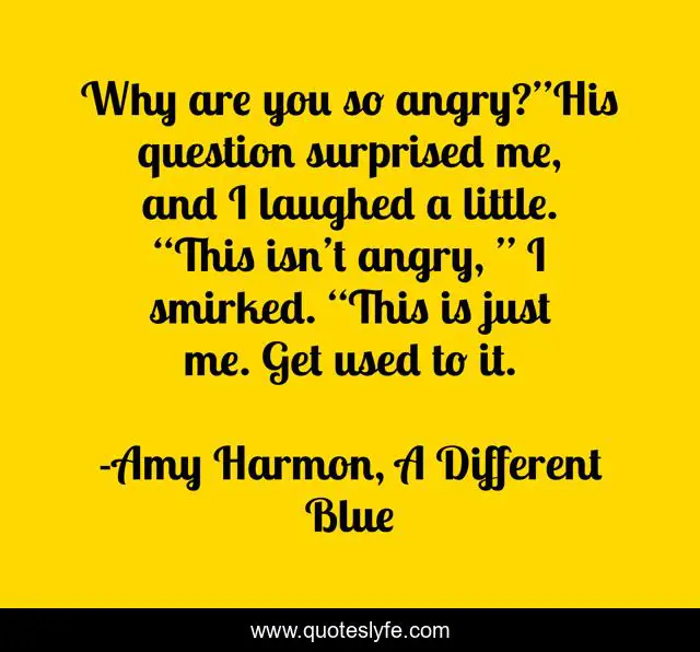 Why are you so angry?”His question surprised me, and I laughed a lit ...