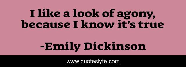 I like a look of agony, because I know it's true... Quote by Emily ...