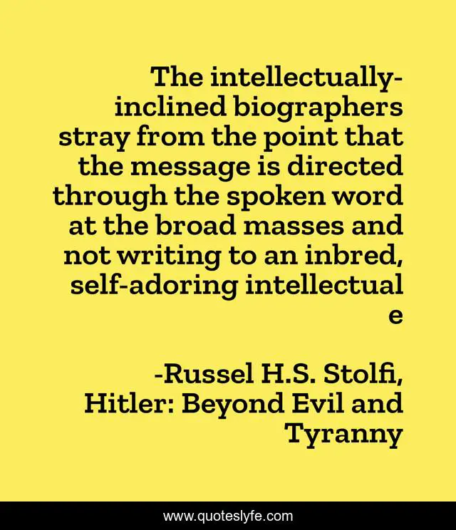 The intellectually-inclined biographers stray from the point that the ...