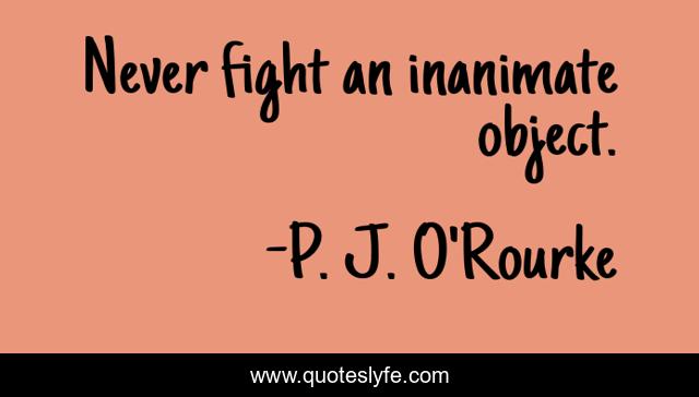 Never fight an inanimate object.... Quote by P. J. O'Rourke - QuotesLyfe