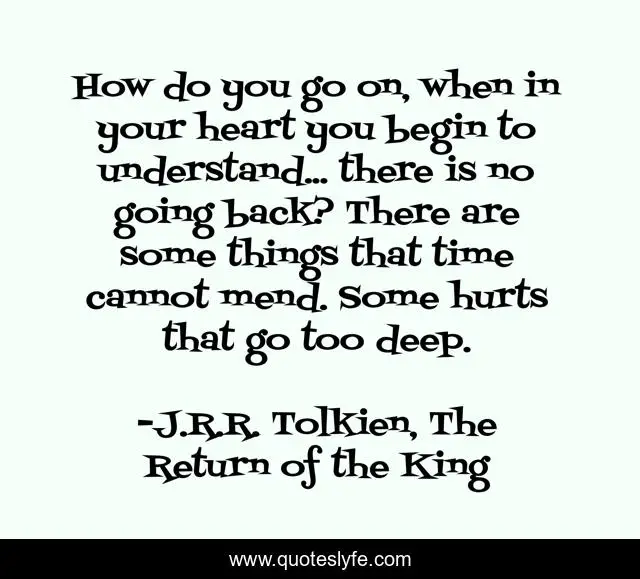 How do you go on, when in your heart you begin to understand... there ...