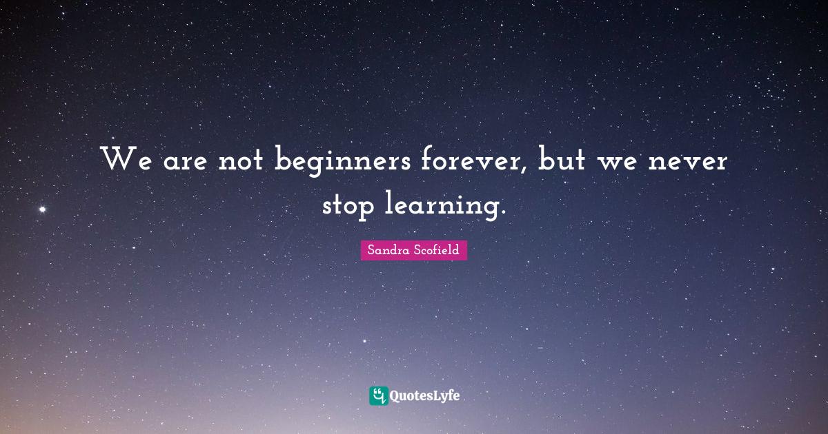 We are not beginners forever, but we never stop learning.... Quote by ...