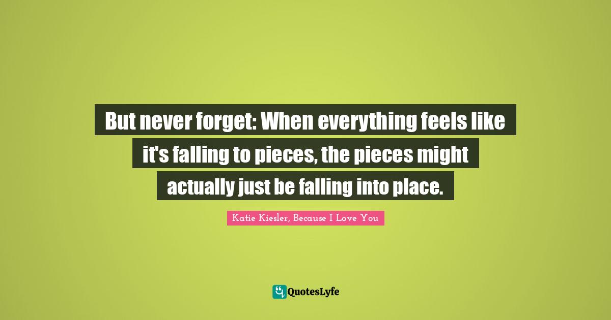But never forget: When everything feels like it's falling to pieces, t ...