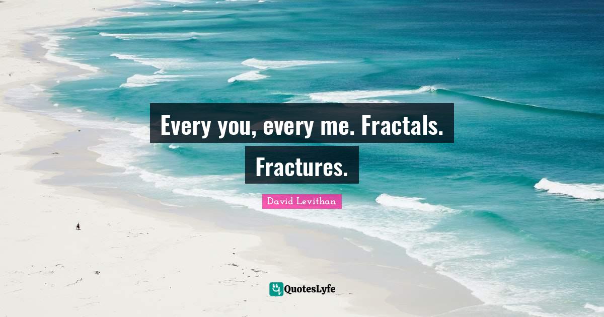 Every you, every me. Fractals. Fractures.... Quote by David Levithan ...