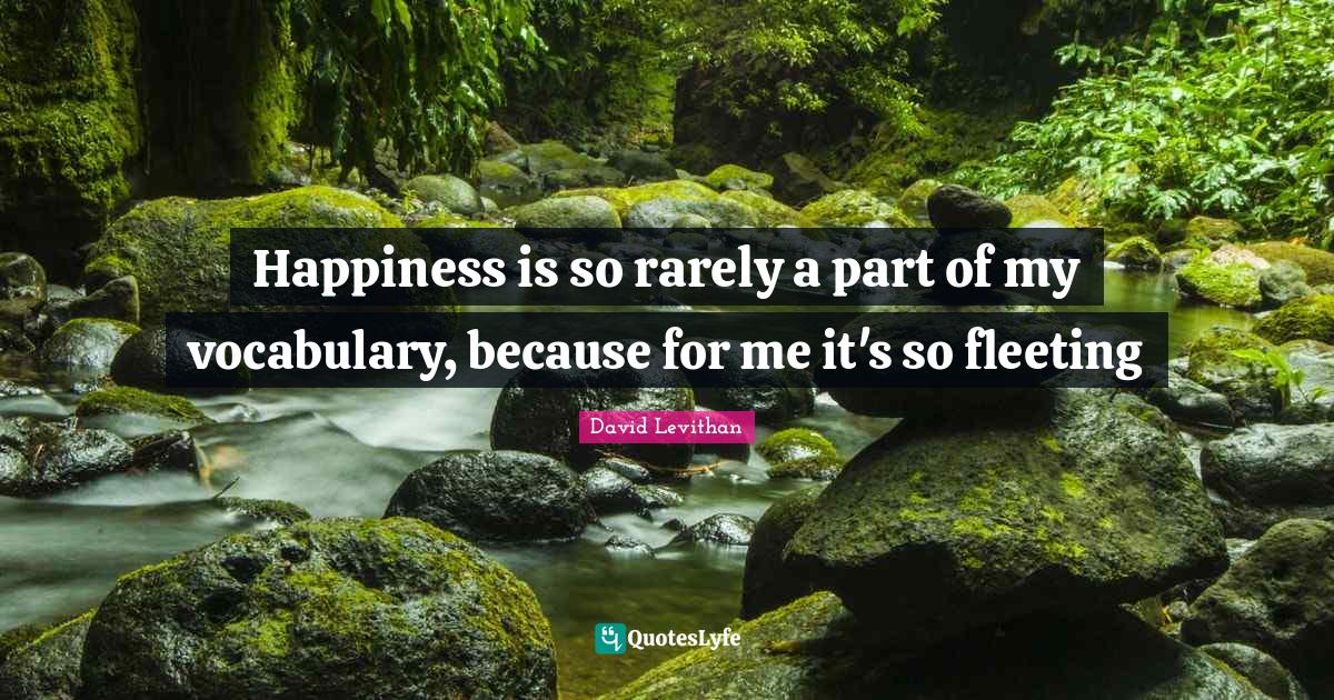 Happiness is so rarely a part of my vocabulary, because for me it's so ...