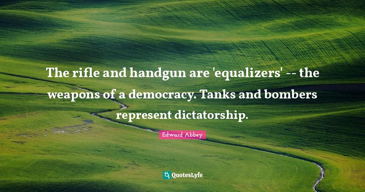 The rifle and handgun are 'equalizers' -- the weapons of a democracy ...