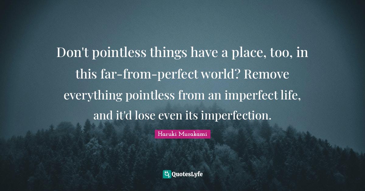 Don't pointless things have a place, too, in this far-from-perfect wor... Quote by Haruki ...