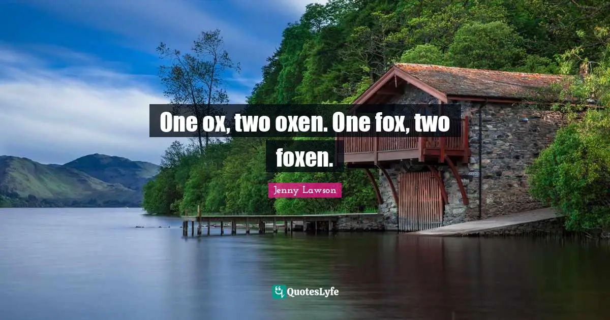 One ox, two oxen. One fox, two foxen.... Quote by Jenny Lawson - QuotesLyfe One ox, two oxen. One fox, two foxen.... Quote by Jenny Lawson - QuotesLyfe