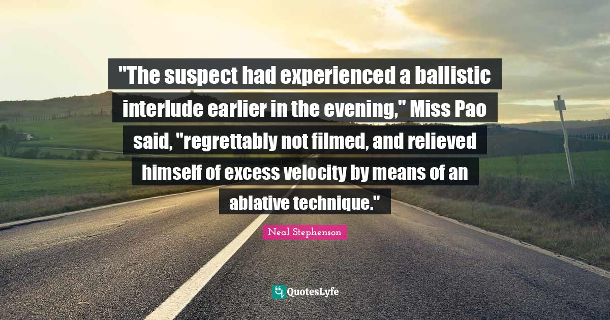 "The suspect had experienced a ballistic interlude earlier in the even ...