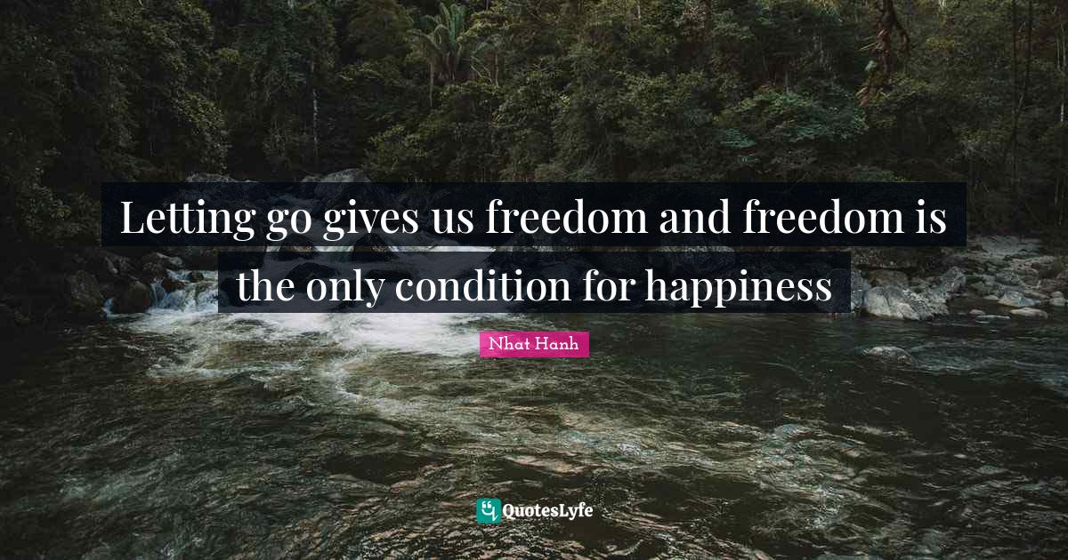 Letting go gives us freedom and freedom is the only condition for happ ...
